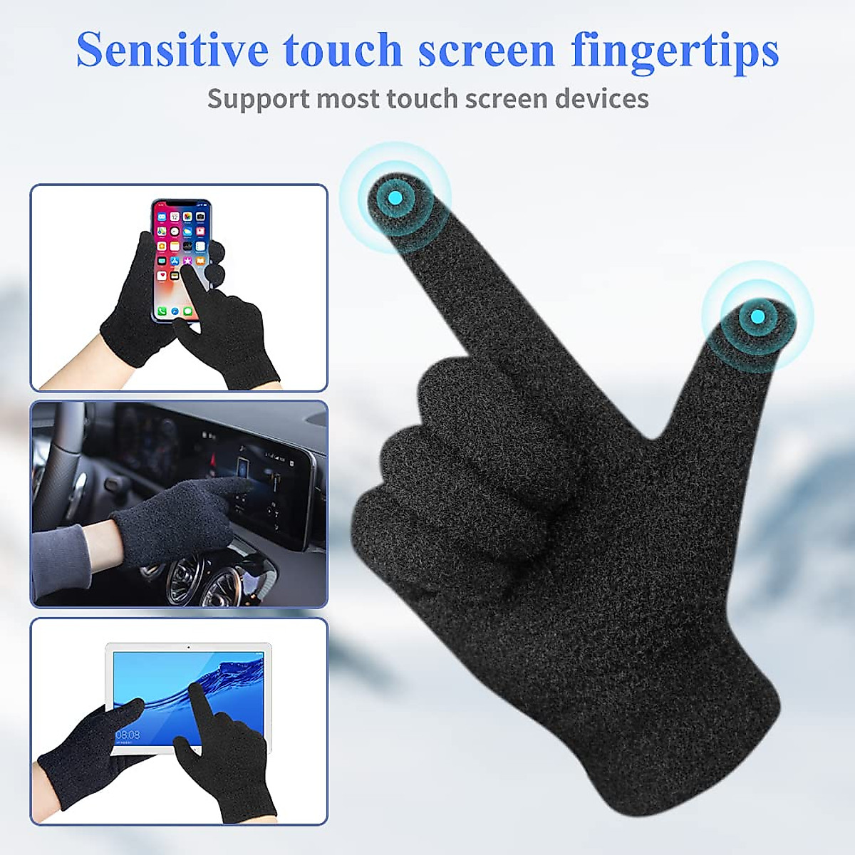 Cierto Winter Touch Screen Gloves: Men and Women Tech Touchscreen Fleece Lined Snow Gloves Warm Knit Insulated Gloves | Thin Thermal Outdoor Gloves for Driving Walking Running Cycling