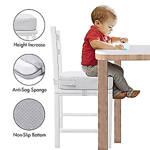 E1F1NN DOT Toddler Booster Seat for Dining Table, Portable Kids Booster Seat with Safety Buckles, High Cushion for Travel with Non-Slip Bottom (Gray)