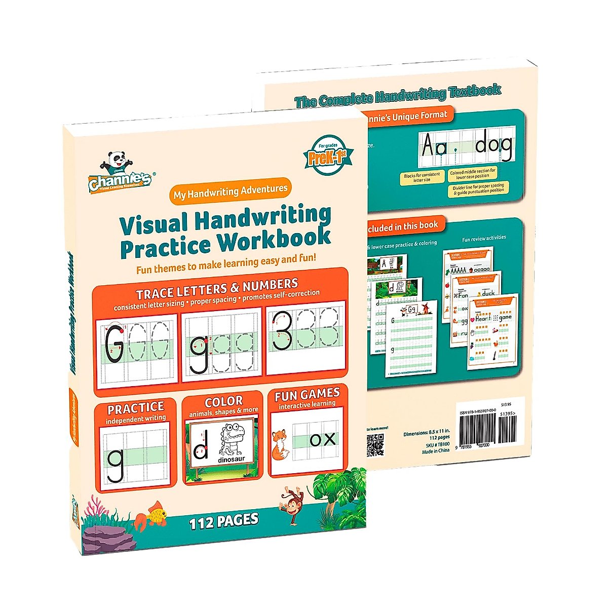 Channie's Alphabet Tracing & Writing Pad, Practice Visual Handwriting & Storytelling Workbooks, 80 Pages Front & Back, 40 Sheets, Grades PreK – 1st, Size 8.5” x 11” Summer School, Summer Bridge