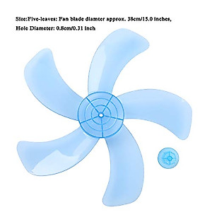 dPois Plastic Fan Blade Leaves Universal Household Standing Pedestal Fan Table Fanner Replacement Part with Nut Cover Sky Blue 16 Inch