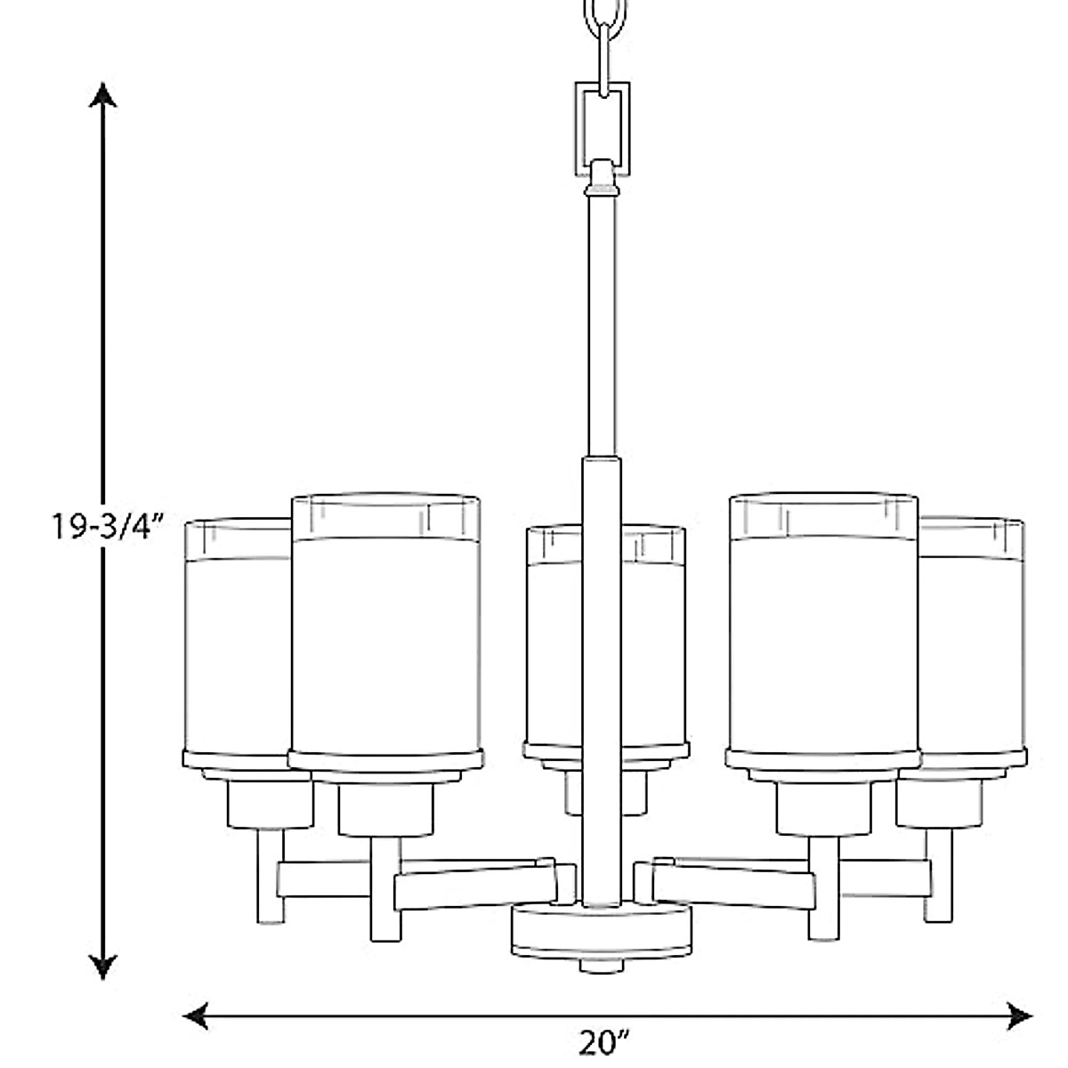 Alexa Collection 5-Light Etched Umber Linen with Clear Edge Glass Modern Chandelier Light Antique Bronze