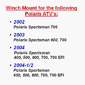 KFI Products 100300 Winch Mount Kit for Polaris Warn Rt/Xt-25, Rt/Xt-30