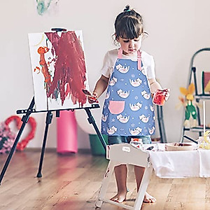 FUSOTO Cat Kids Aprons for Boys Girls, Arts and Crafts for Kids, Kids Kitchen Cooking Waterproof Apron for Ages 6-12, Kids Artist Painting Apron with Pockets