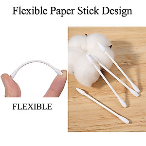 Sppry Olive Oil Makeup Remove Cotton Swabs - Individually Wrapped Double Tipped Paper Sticks, 100 Count (Round/Pointed End)