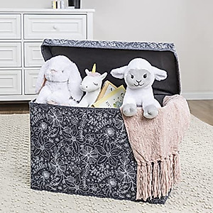 Sammy & Lou Collapsible Felt Soft Toy Box for Toddlers Toy Storage Organizer with Handles and Hinged Lid, 22 x 14.5 x 15 inches, Floral