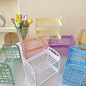 lasenersm 1 Piece Plastic Bathroom Storage Shelf 2 Layer Desktop Shelf Bathroom Countertop Organizer Cosmetic Makeup Storage Rack Home Organization Storage Shelf Holder, Purple