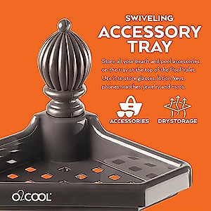 O2COOL Pool & Spa Valet™, Adjustable Pool & Patio Towel Holder, Towel Holder, Towel Bar, Poolside Table, Poolside Towel Holder, Weighted Base Outdoor Towel Holder, O2COOL, Pool Valet, Bronze