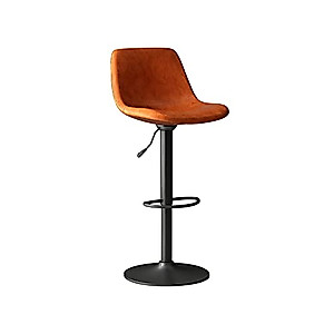 Bar Stool Set of 1 Kitchen Stools with Backs Desk Stool Height Adjustable Workshop Stool 360 Degree Swivel Dining Chairs Metal Footrest Outdoor Garden Bars Orange