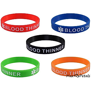 Max Petals 5 Pack - BLOOD THINNER Silicone Bracelet Wristbands