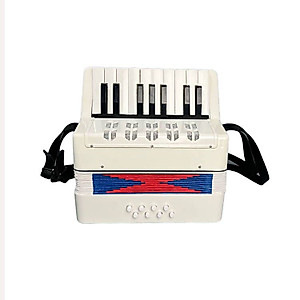 BORIYAM Accordion 17 Keys 8 Bass,Toys for Children and Adult Beginners，Accordion Instrument ，Early Learning Enlightenment Instrument (White)
