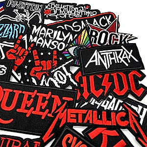 32pcs Heavy Meta Band Patches Iron on Rock Music Badges Hippie Punk Stickers for Clothes (B)