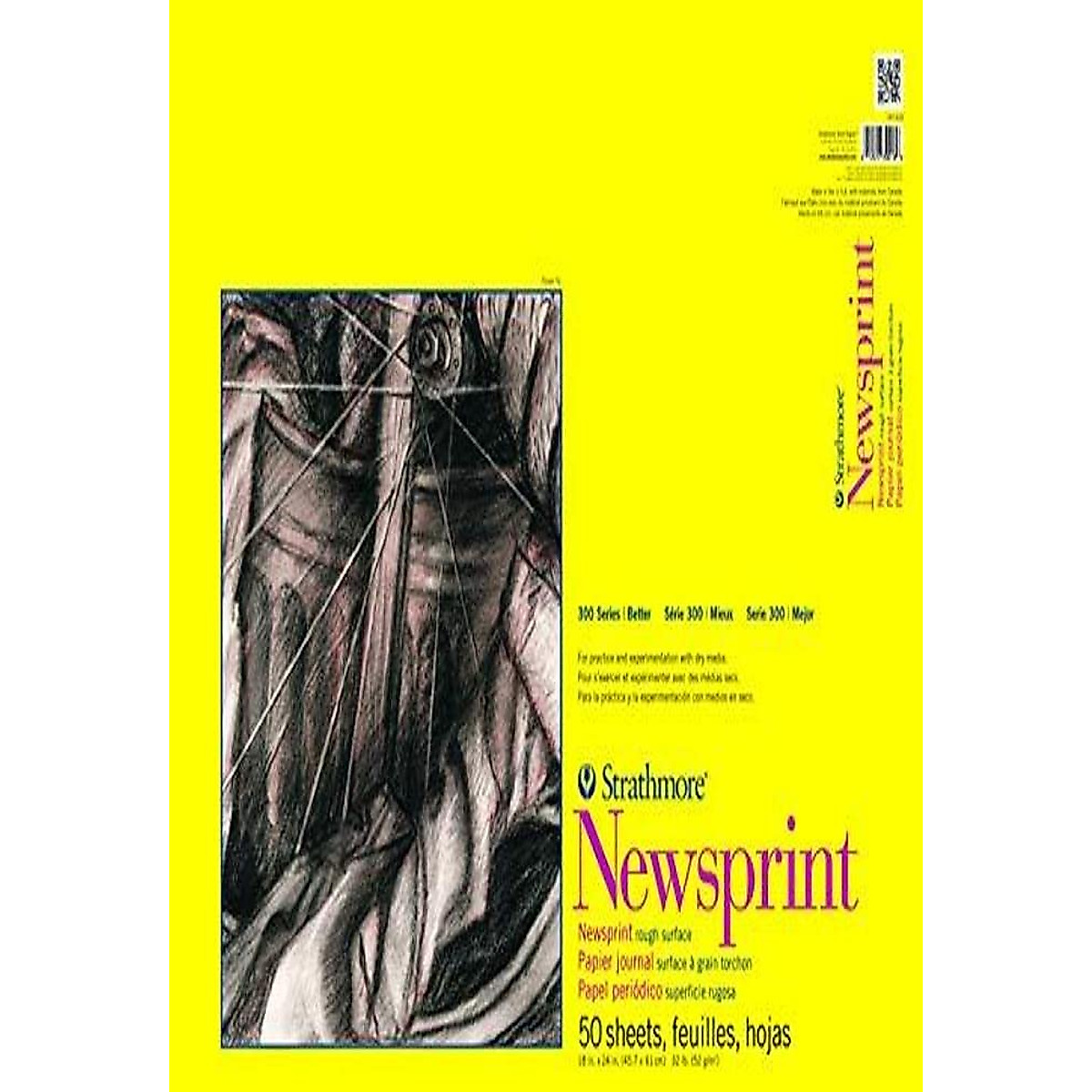 Strathmore 300 Series Newsprint Pad, 18"x24", 50 Sheets, White
