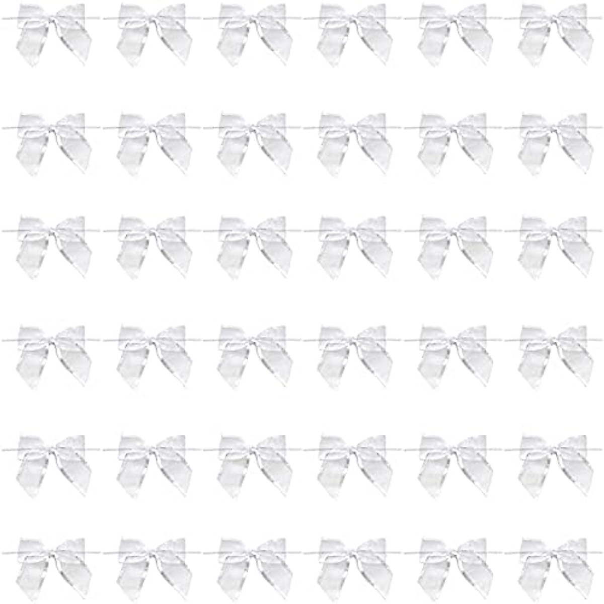 White Organza Bow Twist Ties for Favors and Treat Bags (1.5 Inches, 36 Pack)