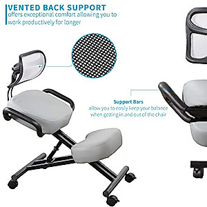 DRAGONN by VIVO Ergonomic Kneeling Chair with Back Support, Adjustable Stool for Home and Office with Angled Seat for Better Posture - Thick Comfortable Cushions, Gray, DN-CH-K02G
