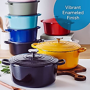 BK Cookware Bourgogne Enameled Cast Iron 4.4QT Dutch Oven, Sunny Yellow