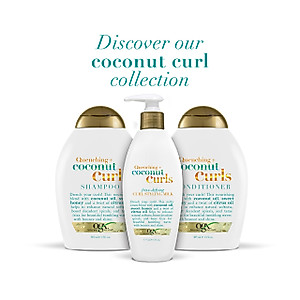 OGX Quenching + Coconut Curls Curl-Defining Conditioner, Nourishing Curly Hair Conditioner with Coconut /Citrus Oil & Honey, Paraben-Free with Sulfate-Free Surfactants, 13oz