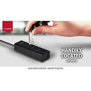 AXAGON HUE-S2B USB-A-Hub, 4X USB 3.0, 1x Micro-USB für Stromversorgung - 300 mm Kabel