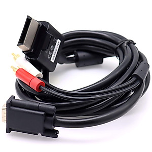 Deal4GO High Definition HDTV RCA VGA AV Composite Video Cable X851849-001 for Xbox 360 Slim Black (NO Packaging)