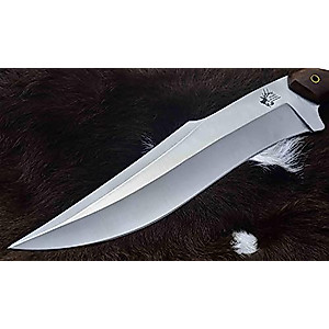 DKONLY-BLADES USA: 15" Custom Handmade D2 Steel Full Tang Hunting Almogovar Camp Knife with Rose Wood Handle & Leather Sheath (AM76)