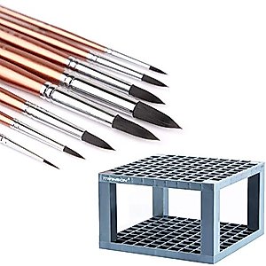 Transon Round Paint Brush Set with Brush Desk Organizer