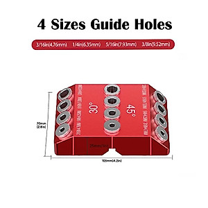 YuanTenhwy 4 Sizes 30 45 90 Degree Angle Drill Guide Jig for Angled Hole and Straight Hole,Drill Block，Dowel Drill Guide，Stair Wire Handrail, Deck Cable Railing Lag Screw Drilling Template Block