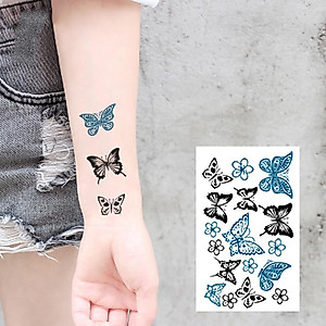 Black Butterfly Temporary Tattoos for Women Sexy 9 Pcs by Yesallwas,Waterproof long lasting Fake Tattoos Stickers for Arms Shoulders sexy body tattoos