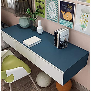 Livelynine Peel and Stick Wallpaper Blue Teal Contact Paper for Cabinets Desk Walls Self Adhesive Bulletin Board Paper Roll for Classroom School Navy Blue Wallpaper Removable Bedroom Dorm 15.8x78.8