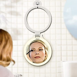 Lighted Magnifying Makeup Mirror, Two Sided 1X/10X Round Vanity Mirror with Adjustable Folding Swiwle Handle, 3 Color Lighting, Rechargeable