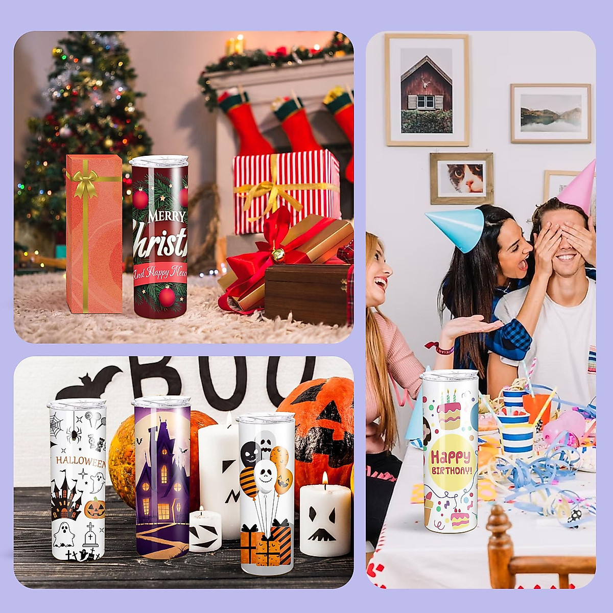 A-SUB Sublimation Tumbler, 20 OZ Skinny Straight White Tumbler for Sublimation, Double Wall Insulated Tumbler with Straw and Lid, 4 Pack Blank Tumblers Individually Boxed