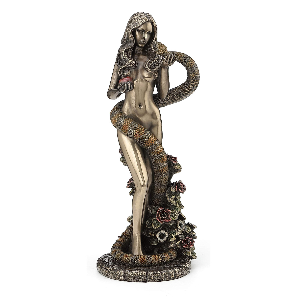 Veronese Design Original Sin by James Ryman Eve Holding Apple with Coiling Serpent Statue