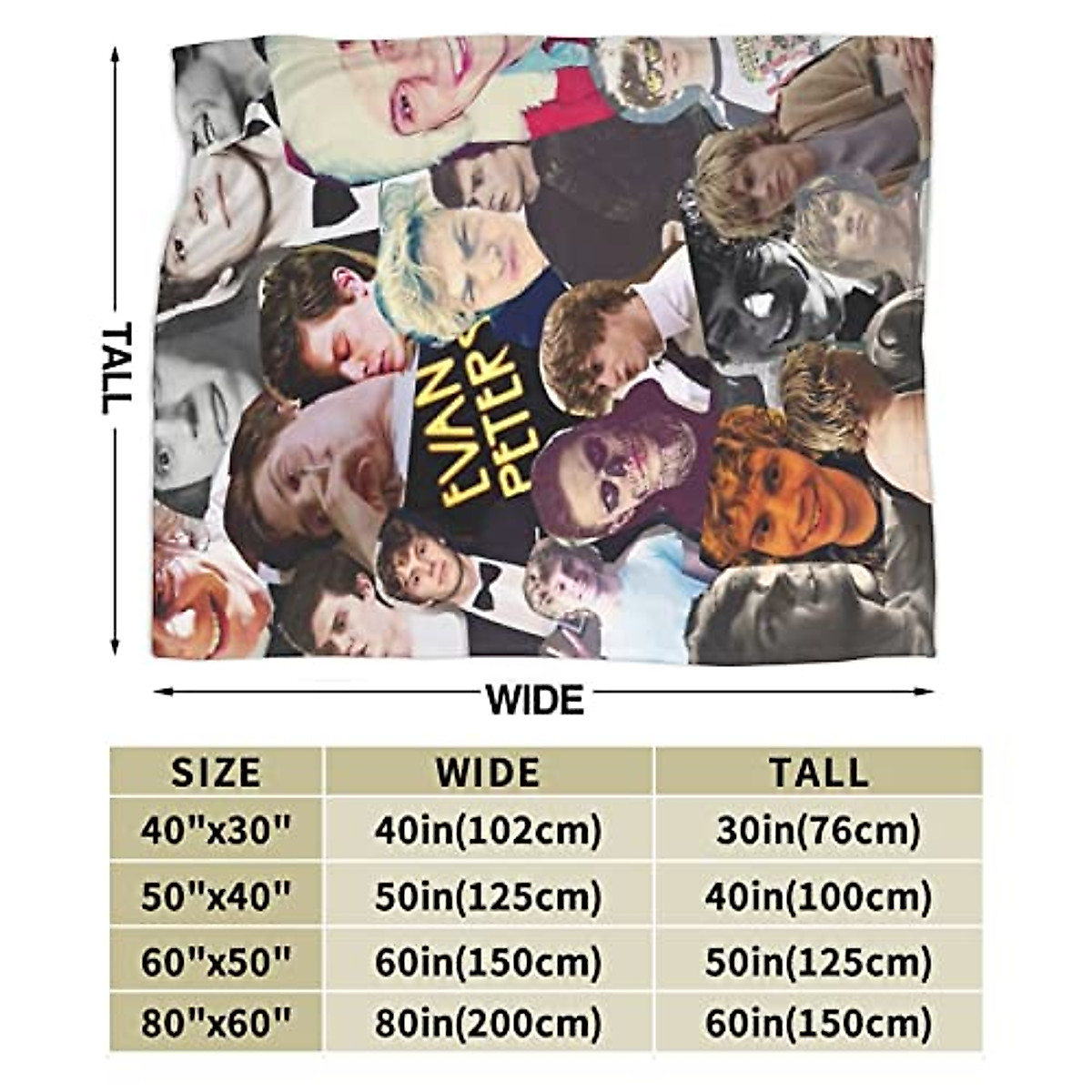 Evan Peters Collage Blanket Ultra-Soft Micro Fleece Blanket for Couch Bed Car Warm Throw Blanket Suitable for All Season