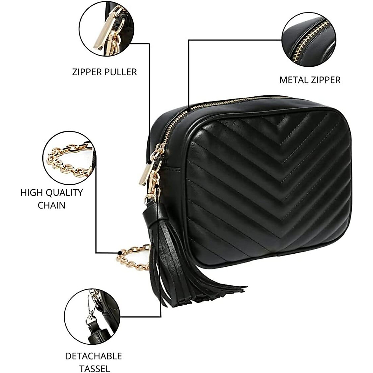 H HANBELLA - A FASHION TRENDY COLLECTION. FOREVER. - Girls Small Crossbody Camera Bag with Chain Strap and Tassel Light Blue