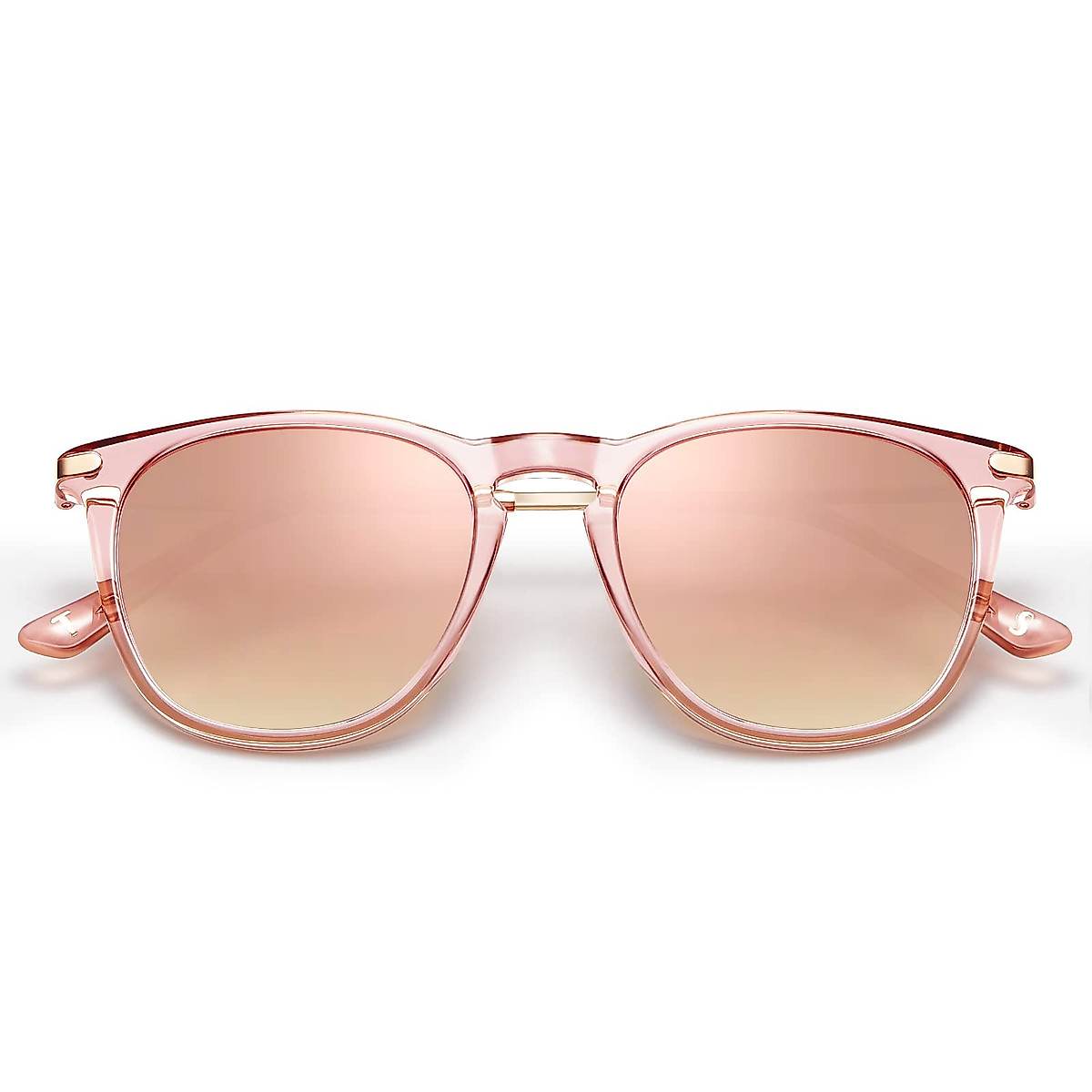 CARFIA Pink Mirrored Lightweight Polarized Sunglasses for Women UV Protection, Retro Square Ladies Sunnies Driving Eyewears