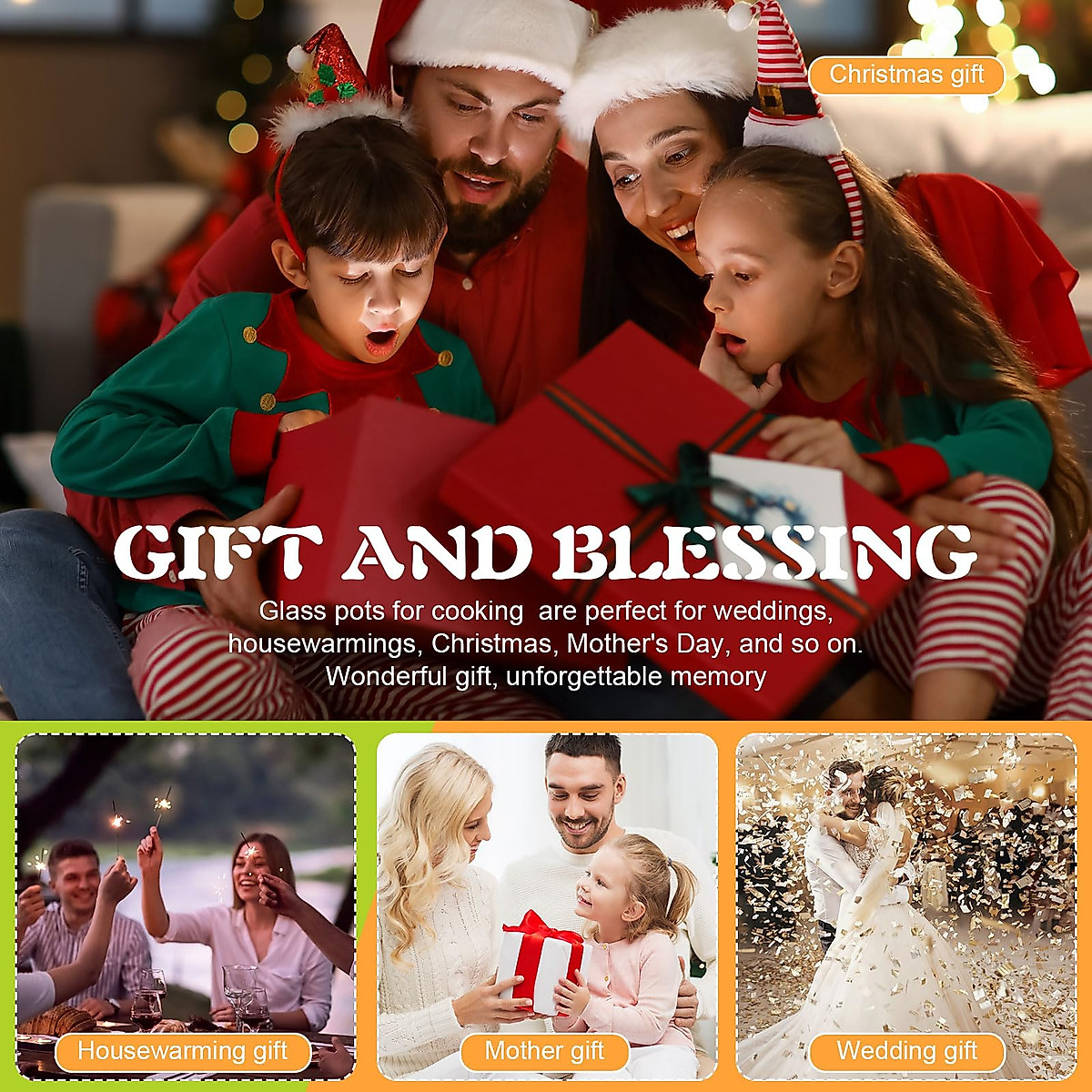 Hsei 3 Pcs Glass Simmer Pot Heat Resistant Clear 1.3 1.5 1.9 L Glass Saucepan with Cover Handle Glass Pots for Cooking Glass Cookware Glass Stovetop Pot and Pan with Lid for Pasta Noodle (Trendy)