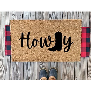 Howdy Doormat Cowboy Boot Western Front Doormat Funny Doormat Welcome Home Mat Western Home Decor Housewarming Gift Porch Decor Home Kitchen Balcony Decoration 16x24 Inch