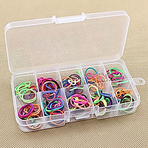 yueton 2 Pcs 10 Compartment Slot Adjustable Jewelry Bead Organizer Box Storage Container Case (Clear+Blue)