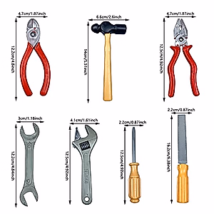 18PCS Tools Cake Topper Tools Cake Decorations Toolbox Wrench Hammer Mechanic Drill Plier Handsaw Tape Measure Screwdrivers Themed Happy Birthday Party Decor