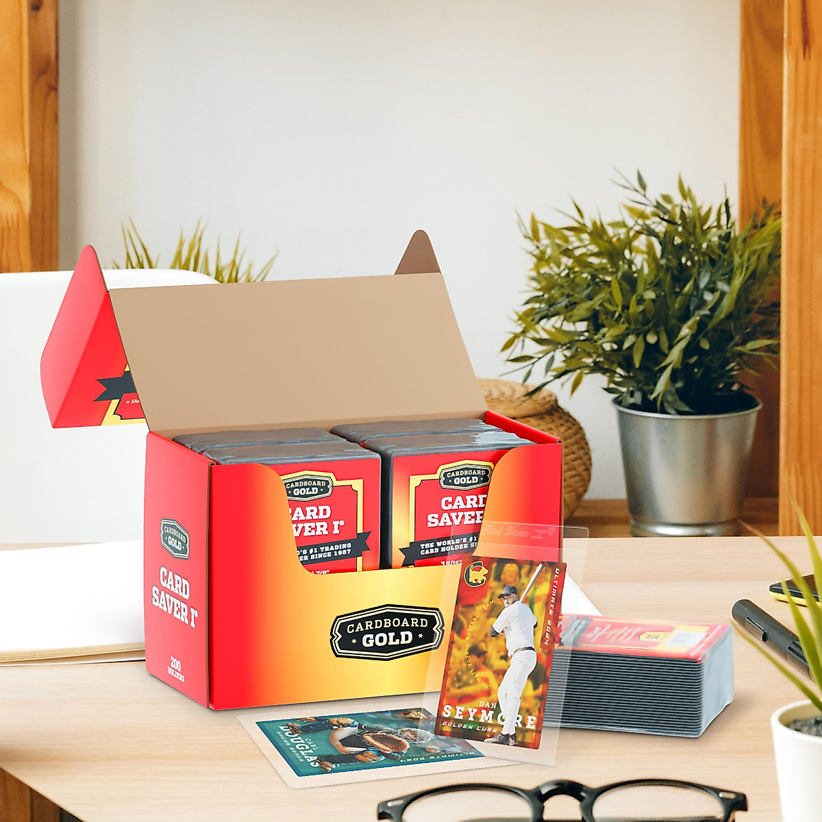 Cardboard Gold Card Saver 1 - 50 Count - Semi Rigid Card Holder, Trading Card Protectors - PSA-Approved Cardsaver for Baseball, Trading, Sports Cards - Card Sleeves, Binder, & Storage Box Compatible