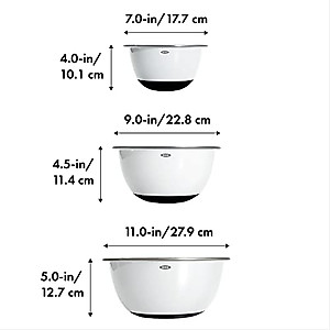 OXO Good Grips 3-Piece Stainless-Steel Mixing Bowl Set, White