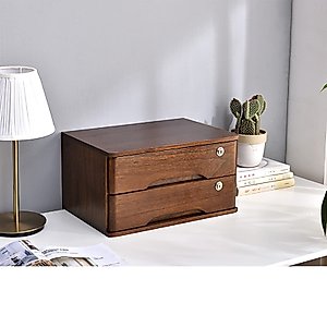 File Organizer - File Cabinet Office Desktop Debris Storage Box, Wooden Multilayer Desktop Drawer Cabinet, Flat File Cabinet With Lock, Office Supplies A4/Receipt File Organizer ( Size : 2 layer )