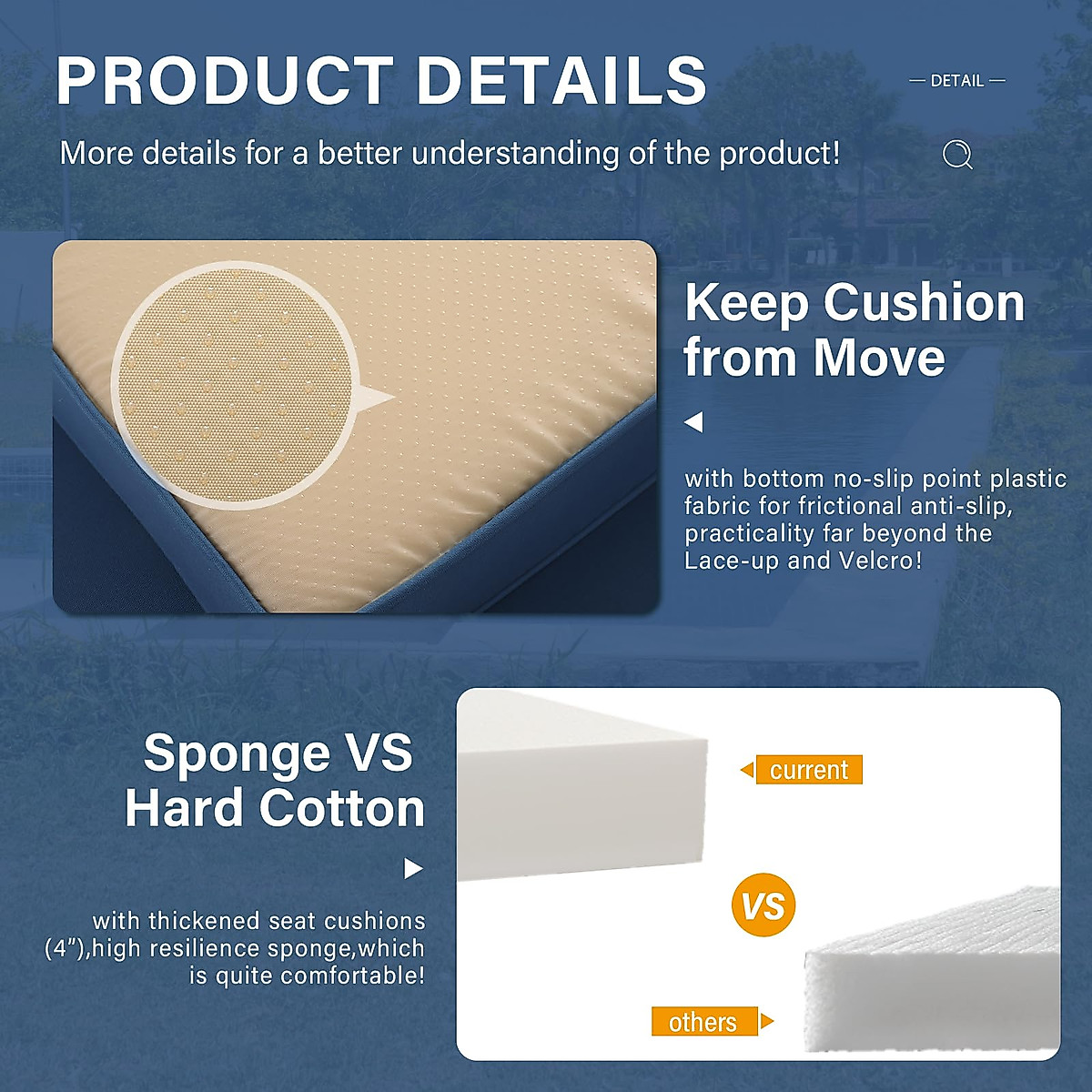 4 Piece Patio Furniture Set 45 Inches Fire Pit Table Outdoor Furniture Sets Patio Couch Outdoor Chairs 50000 BTU Propane Fire Pit with Non-Slip Cushions and Waterproof Covers, Navy Blue