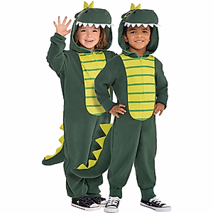 Green Dinosaur Zipster Costume For Kids ? Small (4-6) - Soft, Colorful Fleece - Adorable & Unique Cosplay Costume ? Perfect for Halloween