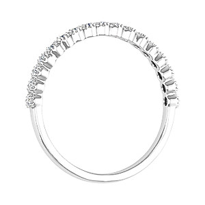 1/5 Carat Bezel Set Diamond Wedding Band Ring in 14K White Gold - IGI Certified (Ring Size 6.75) (I1-I2 Clarity)