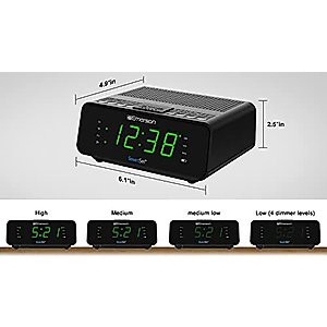 Emerson SmartSet Alarm Clock Radio with AM/FM Radio, Dimmer, Sleep Timer and .9" LED Display, CKS1900 (Black)
