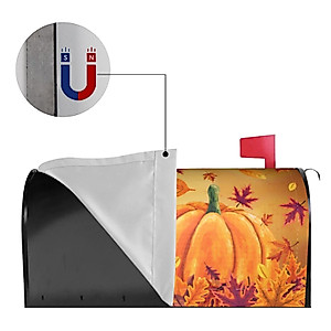 Fall Mailbox Cover Pumpkin Leaf Thanksgiving Boxes Autumn Standard Size 18" X 21" Mailbox Wraps Post Letter Box Cover Garden Decorations Outdoor