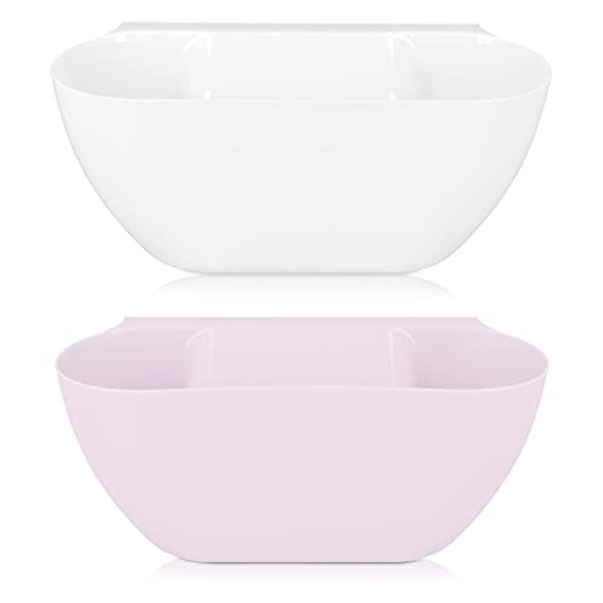 Navaris Hanging Kitchen Waste Bins - Over-Cabinet Garbage Bowl Holder Trash Containers to Collect Counter Food Scraps Compost - Set of 2 in White/Pink