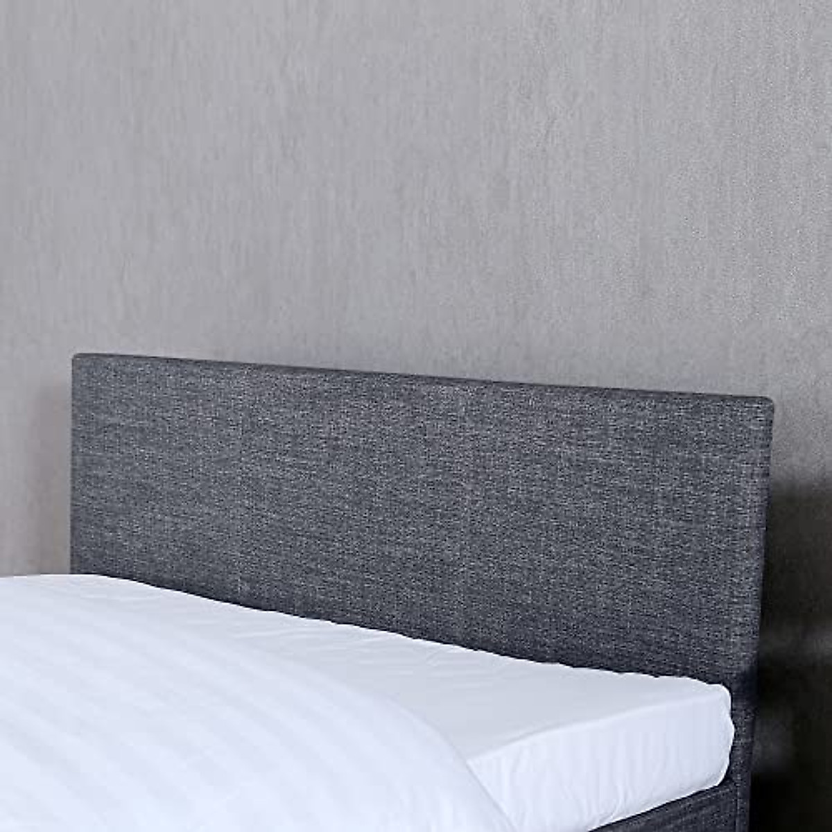 DECOMIL Wooden Bed Frame Covered with Woven Fabric, with Headboard, Natural and Solid, 3 Size, King Bed Frame