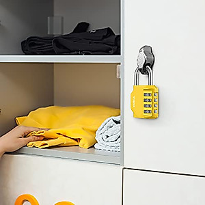 ORIA Combination Lock, (Newest)4 Digit Combination Padlock Set, Metal and Plated Steel Material for School, Employee, Gym or Sports Locker, Case, Toolbox, Hasp Cabinet and Storage, Black&Yellow, 2PCS