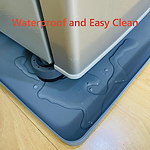 QinSuiKai Mini Fridge Silicone Mat with Raised Edges, 24" x 24" x 0.8" Mini Fridge Drip Tray With 4 Base Raisers, Mini Refrigerator Carpets Floor Protector (Black)