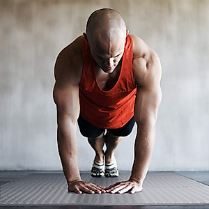 Velotas 1/2 Inch Interlocking EVA Foam Personal Fitness Mat, Diamond Plate Exercise Mats for Indoor Workout, 24 in x 24 in